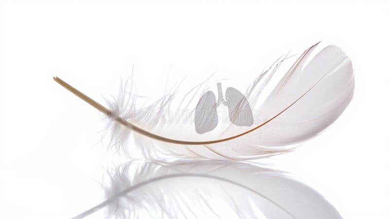 Delicate Feather with Lungs Symbol Overlay Symbolizing Respiratory ...