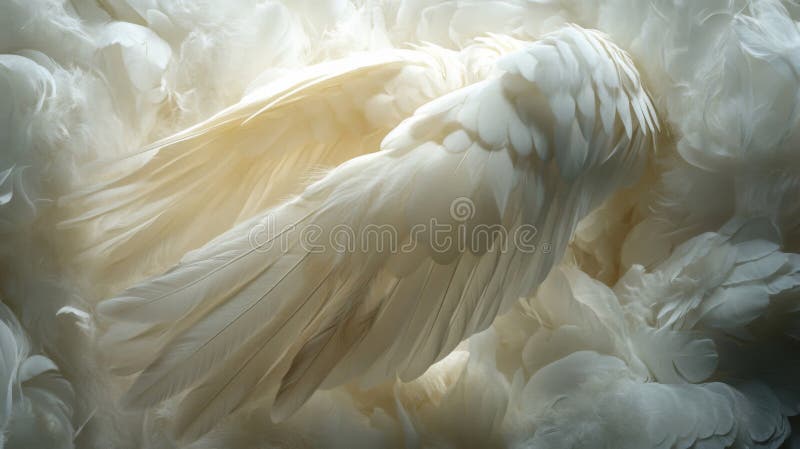 Soft White Feathers Folded Wing Close Up Stock Illustration ...