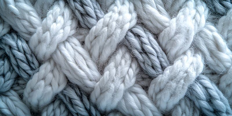 Soft White and Gray Knit Texture in Close-up. Detailed View of Fluffy ...