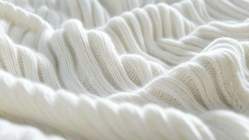 Soft White Knitted Wool Fabric Gently Folded Creating Elegant Waves ...