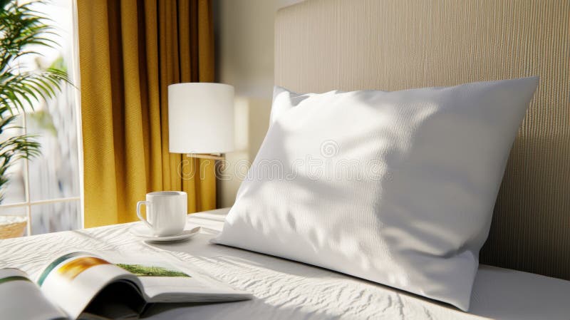 Soft White Pillow and Coffee beside an Open Book Create Stock Image ...