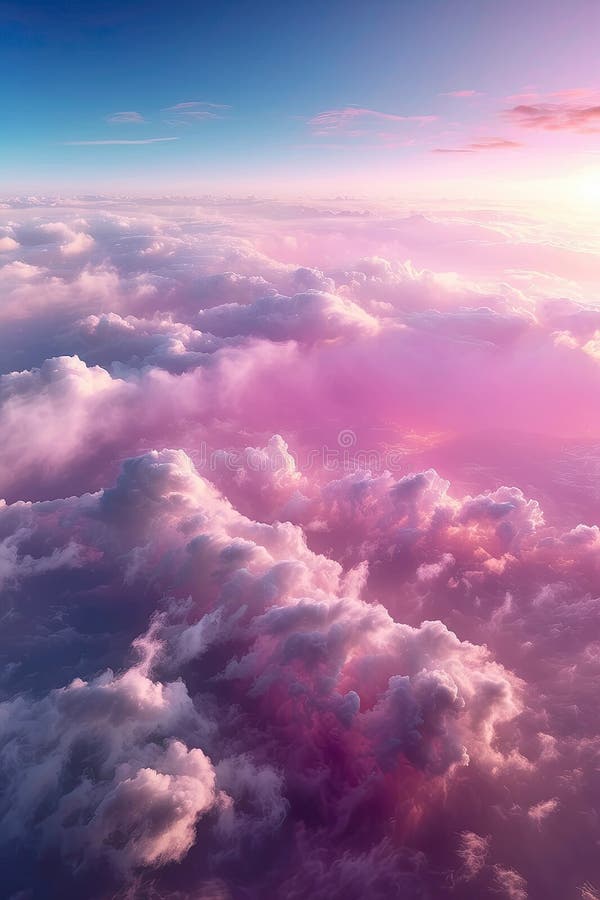 Soft White and Pink Clouds at Sunset - Top View Stock Illustration ...
