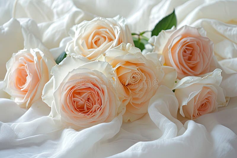 Soft White Roses and Fairy Lights in Cozy Ambience. Generative AI Stock ...