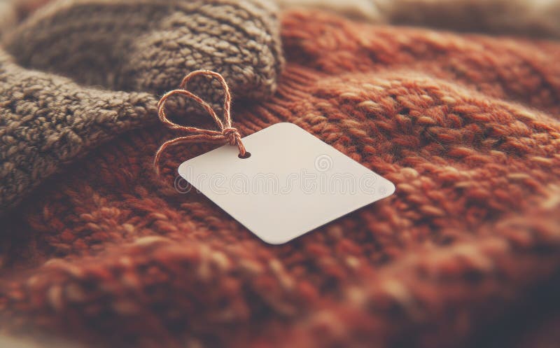 A Soft Wool Sweater in Red, Featuring a Rectangular Tag that is White ...