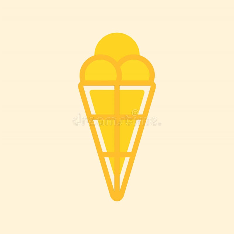 Soft Yellow Pastel Ice Cream Cone Food Icon Pack Vector Illustration ...