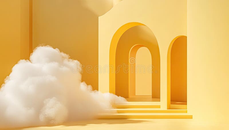 Yellow Archway with Clouds stock illustration. Illustration of digital ...