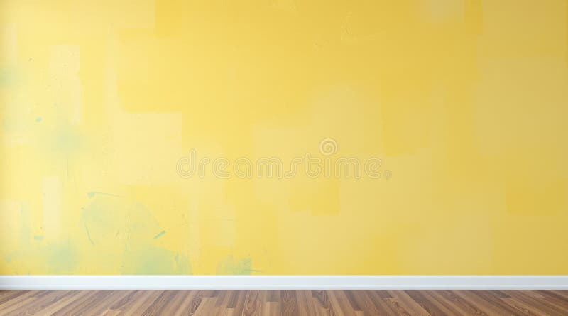 Soft Yellow Wall with Subtle Texture Above a Wooden Floor Stock Image ...