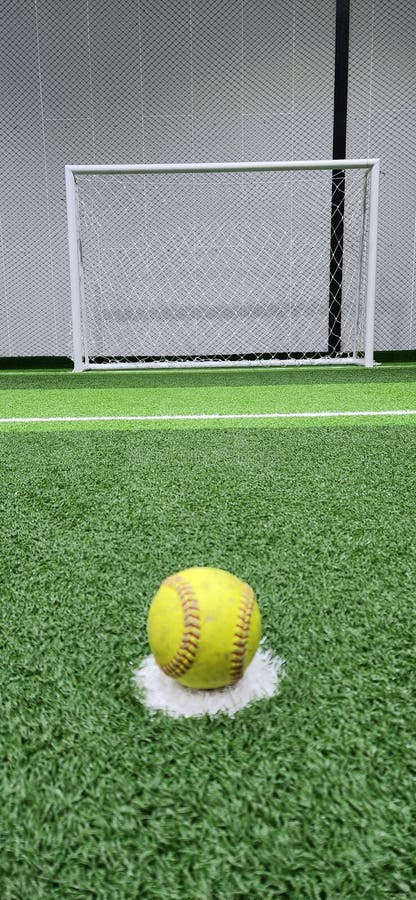 Softball Ball at Futsal Field Stock Photo - Image of softball, grass ...