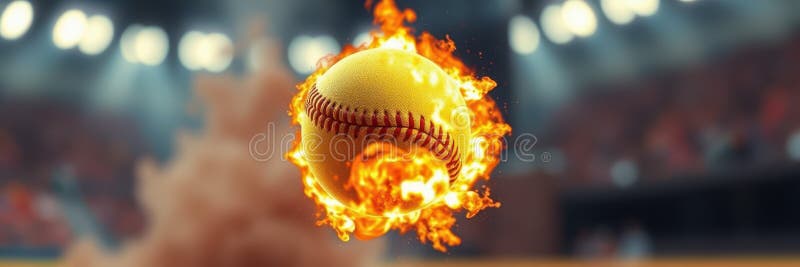 Softball Flies through the Air in a Dramatic Display of Fire and Energy ...