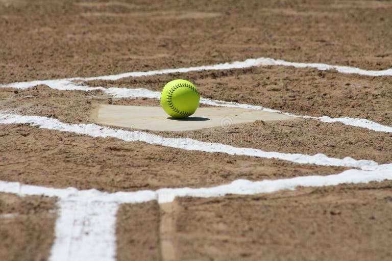 New Softball at home plate stock photo. Image of bases - 20198058