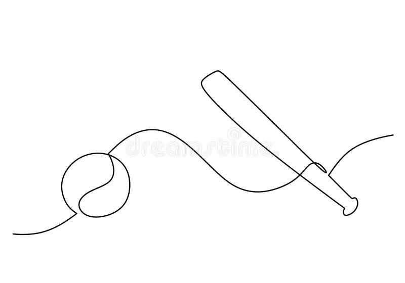 Softball One Line Drawing: Continuous Hand Drawn Sport Theme Object ...