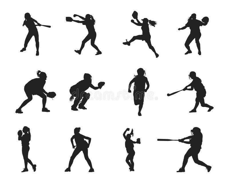 Softball Player Silhouettes, Softball Silhouettes, Softball Player ...