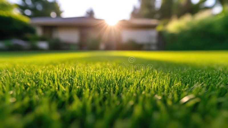 Softly Blurred Garden View with Grass Focus. Stock Illustration ...