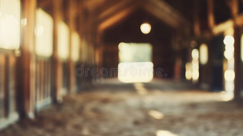 Softly Blurred Horse Stable Background with Warm Lighting and Rustic ...