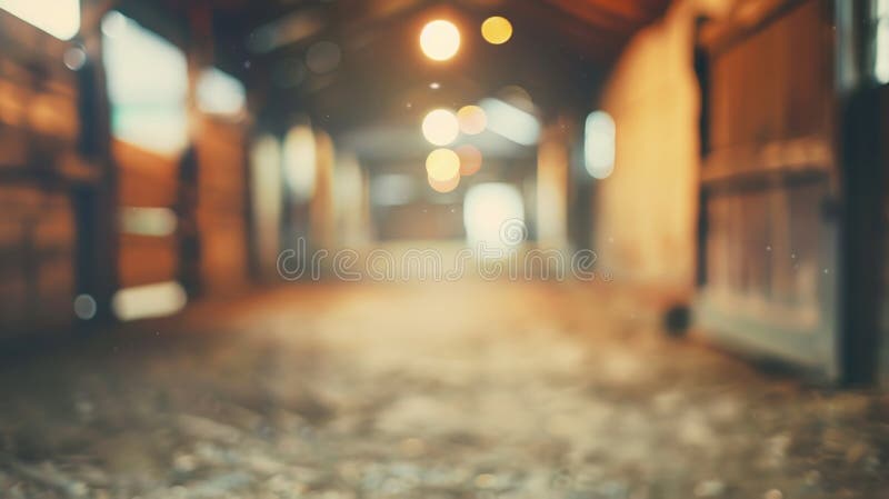 Softly Blurred Horse Stable Background with Warm Lighting and Rustic ...