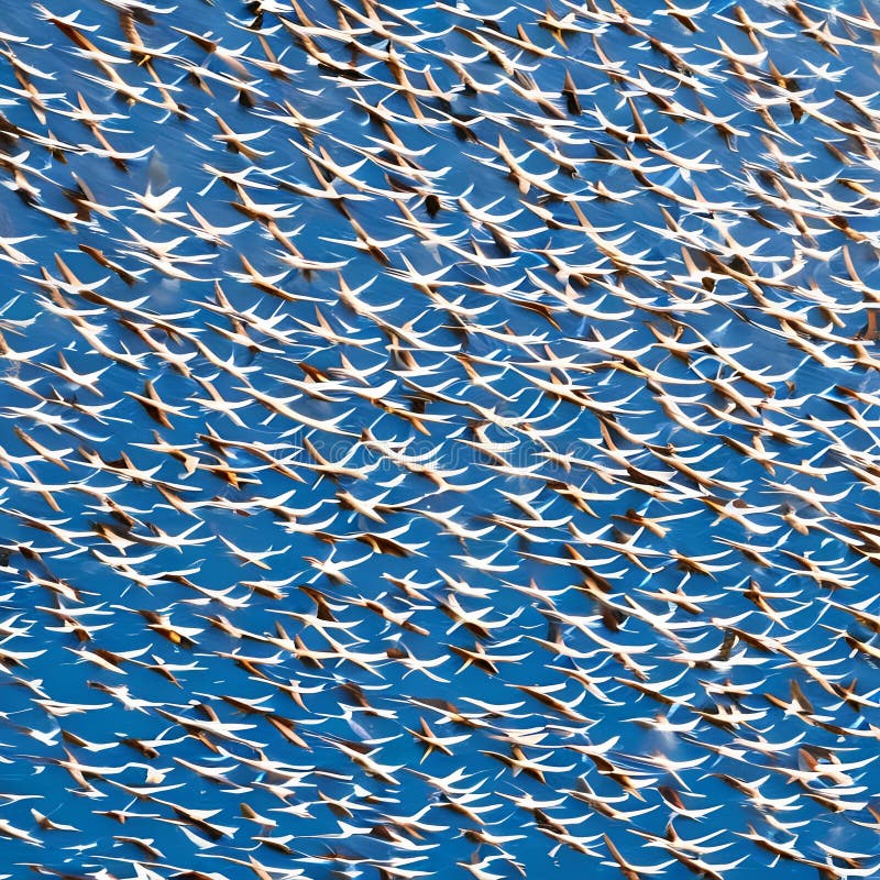 A Softly Blurred Image of a Flock of Birds in Flight, Capturing Their ...