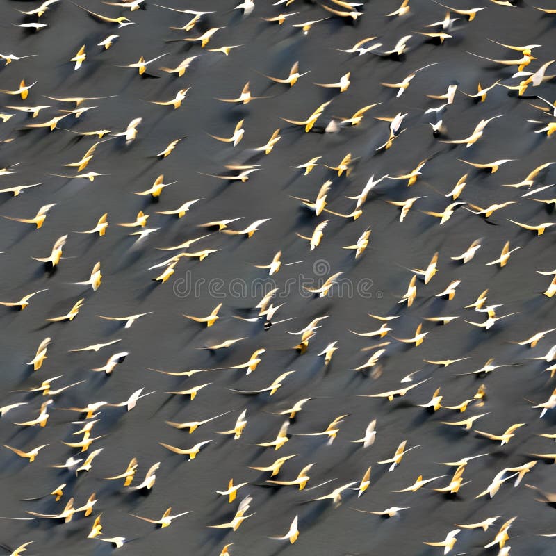 A Softly Blurred Image of a Flock of Birds in Flight, Capturing Their ...