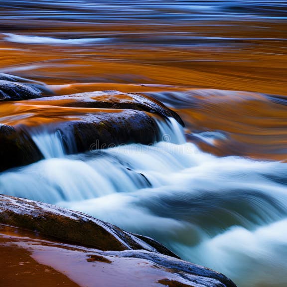 A Softly Blurred Image of Flowing Water in a River, Capturing the ...