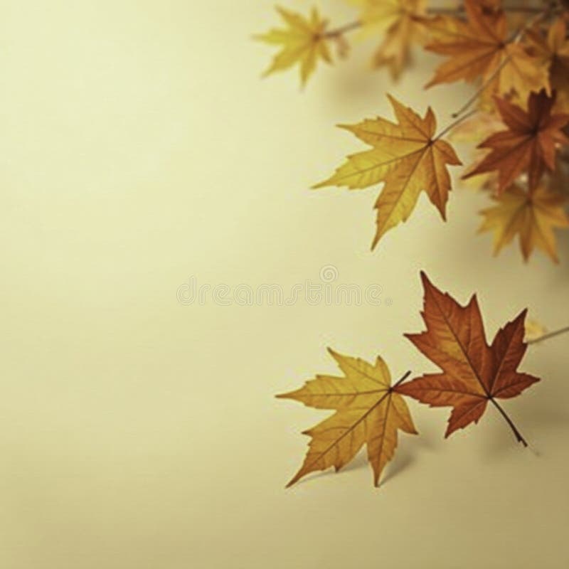 Softly Falling Autumn Leaves on a Beige Background, Serene, Leaf, Beige ...