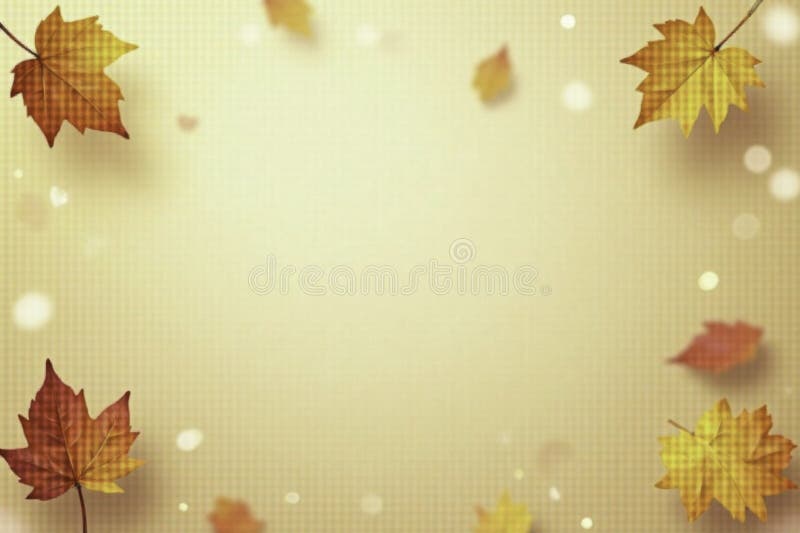 Softly Falling Autumn Leaves on a Beige Background, Soft, Serene Stock ...