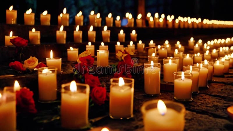 Softly Glowing Candles Flicker in a Dark Room, Stock Video - Video of ...