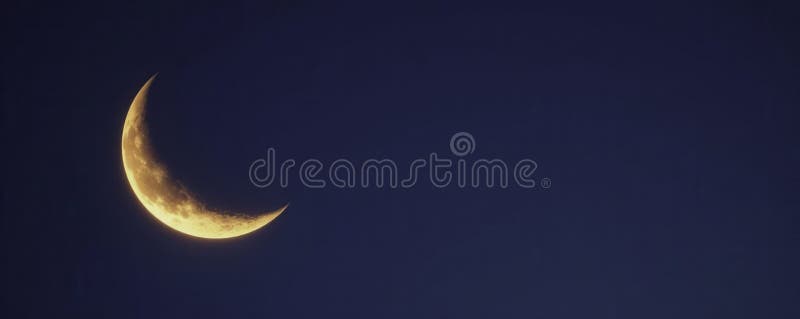 Softly Glowing Crescent Moon Over Dark Blue Sky at Night, Islamic ...