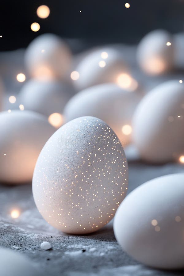 Softly Glowing Easter Eggs Create a Whimsical Border in a Twilight Sky ...