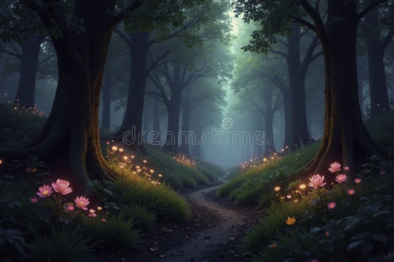 Softly Glowing Forest Plants Illuminate the Path, Soft Glow, Whimsical ...