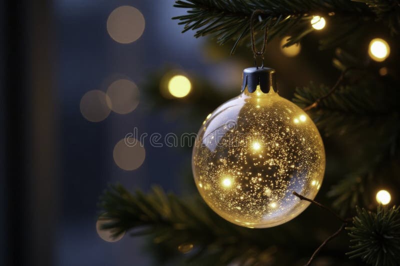 Softly Glowing String Lights Wrap Around Delicate Glass Ornament, Tree ...