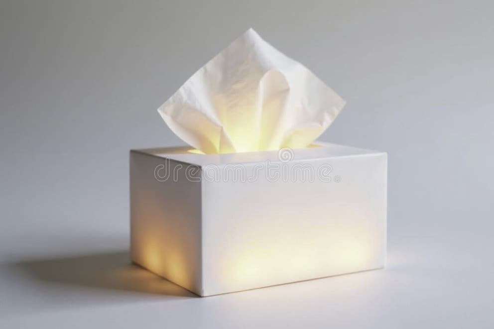 Softly Glowing Tissue Box on White Background, Elegance, White, Soft ...