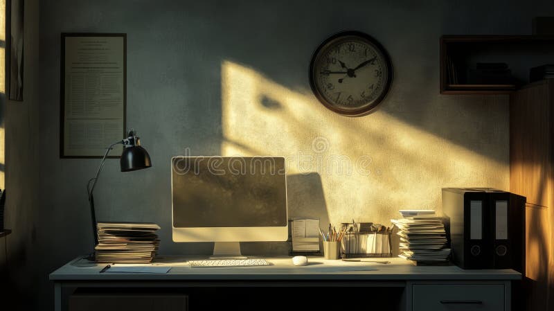 Softly Illuminated Functional Workspace with Natural Light Effects ...