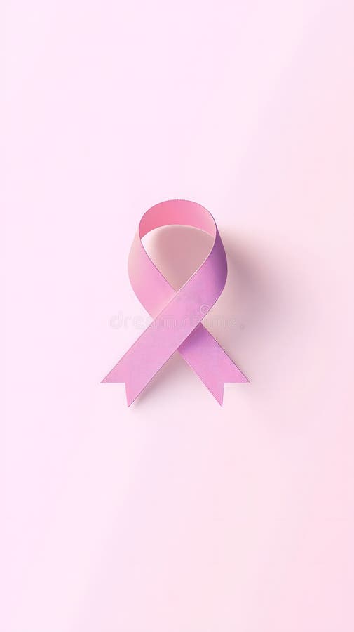 Softly Illuminated Pink Ribbon Gracefully Positioned on a Light ...