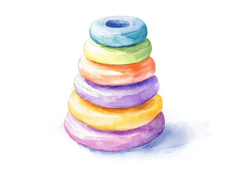Pastel-colored Stacking Toy with Smooth Rings in Various Shades on a ...