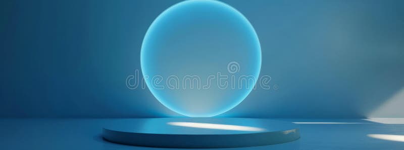 A Blue Circle on a Reflective Platform in a Minimalist Setting Looks ...