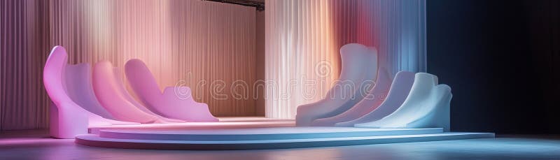 Softly Lit Stage Features Abstract Light Projections, Enhancing a ...