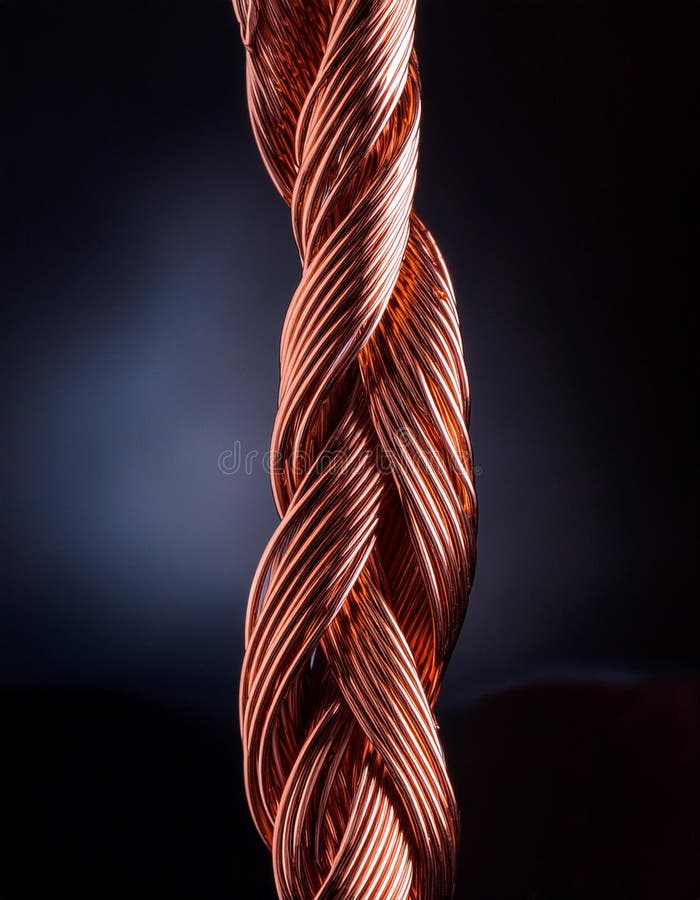 Softly Twisted Copper Wire on Dark Background Stock Photo - Image of ...