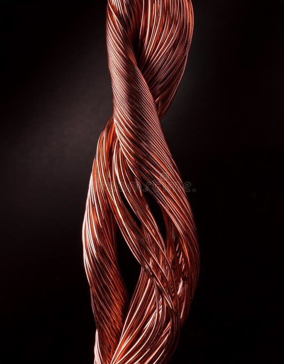 Softly Twisted Copper Wire on Dark Background Stock Image - Image of ...