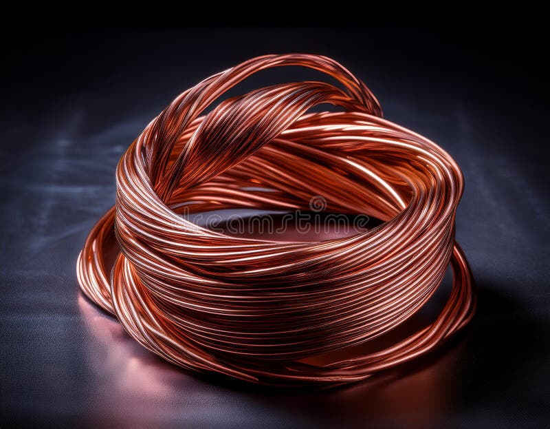 Softly Twisted Copper Wire on Dark Background Stock Image - Image of ...
