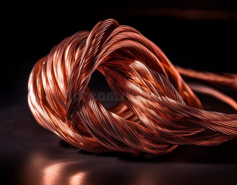 Softly Twisted Copper Wire on Dark Background Stock Photo - Image of ...