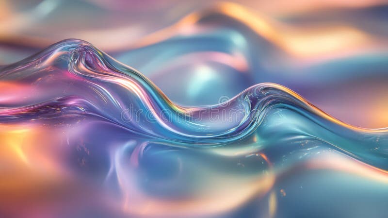 Colorful, Flowing Waves of Liquid Reflecting Light in an Abstract ...