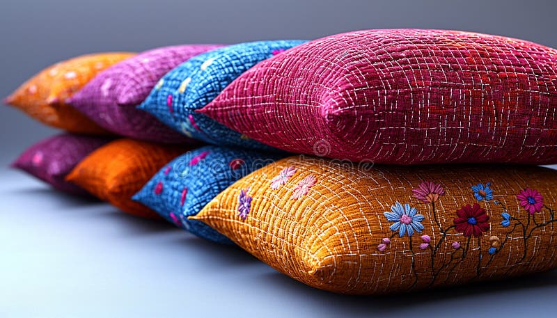 Softness and Comfort in a Colorful Textile Stack Generated by AI Stock ...