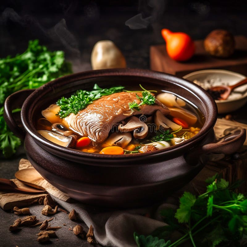 Softshell Turtle Soup with Ginseng Stock Photo - Image of restaurant ...