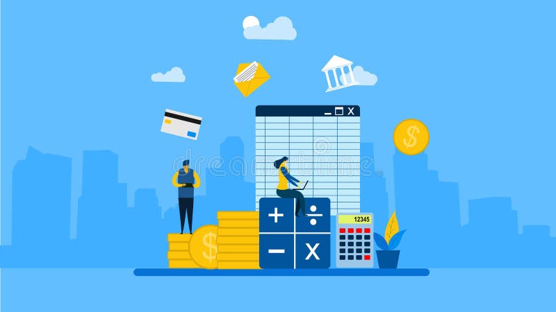 Software for Accounting with Sheet,calculator and Coins Stock Vector ...