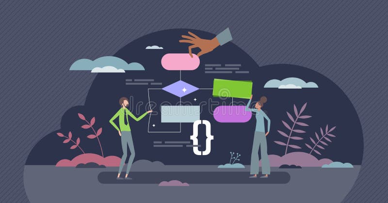 Software Algorithm And Web Application Work Structure Tiny Person Concept Stock Vector