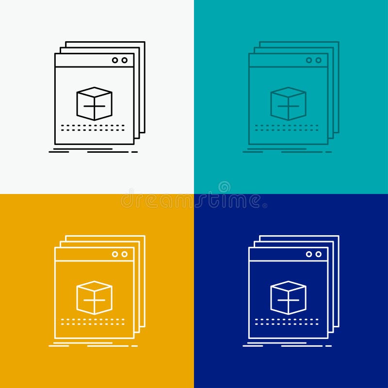 Software App Application File Program Icon Over Various Background Line Style Design