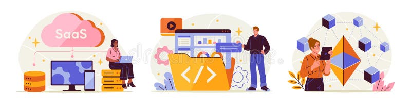 Software and App Service Vector Set Stock Vector - Illustration of ...