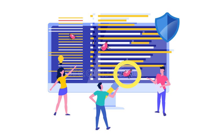 Software or Application Flat Vector Concept. Debugging Development Process. Stock Vector ...