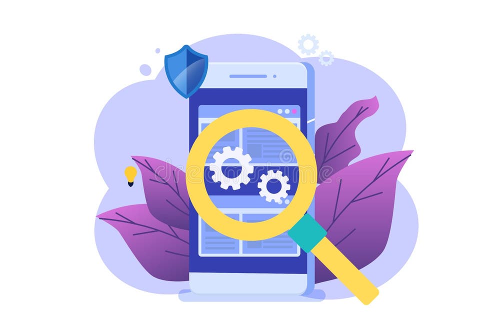 Software or Application Flat Vector Concept. Debugging Development Process. Stock Vector ...