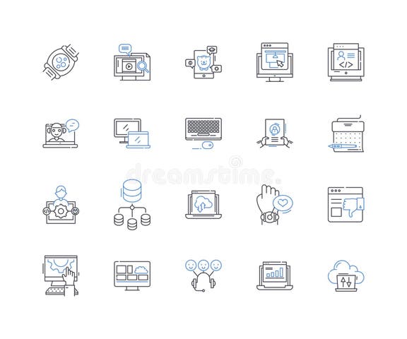 Software Application Line Icons Collection. Functionality, User-friendly, Integration ...