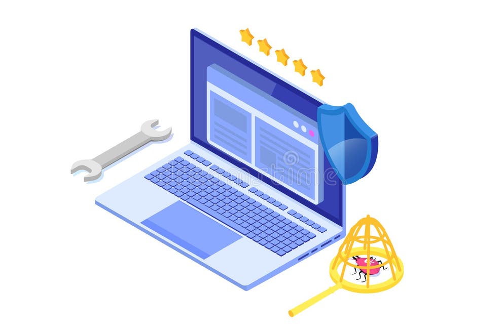 Software or Application Testing Isometric Vector Concept. Debugging ...